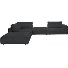 Musterring Ecksofa &raquo;LUCIA L-Form&laquo; in vielen Qualit&auml;ten und 4 verschieden N&auml;hten schwarz Flachgewebe FLORIS (100% Polyester);Flachgewebe VALMONT (60% Baumwolle/ 