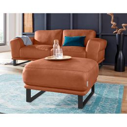 W.Schillig Hocker &raquo;montanaa&laquo; mit Metallkufen in Schwarz pulverbeschichtet, Breite 71 cm braun