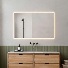 Loevschall LED-Lichtspiegel &raquo;Nibe, Spiegel mit LED-Hintergrundbeleuchtung, Quadratischer Spiegel&laquo; Nat&uuml;rliches warmwei&szlig;es Licht, Einfache Montage,...