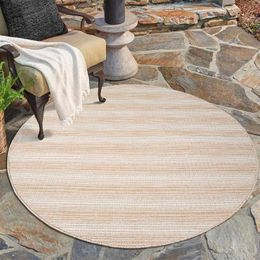 Carpet City Outdoorteppich &raquo;PALM3471&laquo; rund 5 mm H&ouml;he Wetterfest & UV-best&auml;ndig, f&uuml;r Balkon, Terrasse, K&uuml;che, flach gewebt creme Obermaterial: 100%...
