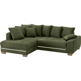 MR. COUCH Ecksofa »Nikita II, L-Form« mit Kaltschaum, RGB-LED Beleuchtung, wahlweise mit Bett, Bettkasten Memphis 12 green