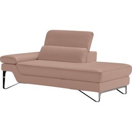 Egoitaliano Ottomane &raquo;Princess, elegantes Designsofa mit erstklassigem Sitzkomfort,&laquo; inkl. verstellbarem Kopfteil und edle Designmetallf&uuml;&szlig;e rosa Leder &raquo;BULL&laquo; (