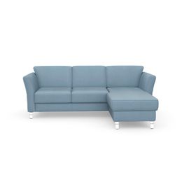 Sit & More SIT&MORE Ecksofa »Visby L-Form« wahlweise mit Bettfunktion und Bettkasten, frei im Raum stellbar hellblau