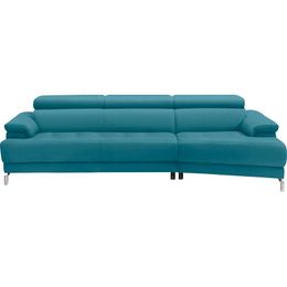 Egoitaliano Ecksofa &raquo;Soul, extravagantes Designsofa, Megasofa, super bequem, tolle Details&laquo; mit Trapez-Abschlu&szlig;element, inkl verstellbarer Kopfteile blau Leder &raquo;