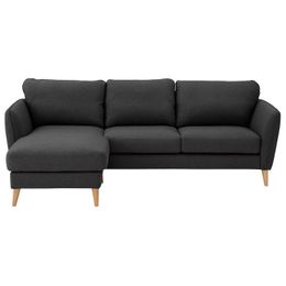 Home Affaire Ecksofa »MARSEILLE (242/152cm), L-Form, Rec. rechts/links« Massivholzbeine Eiche, Landhausstil, Wellenunterfederung anthrazit