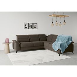 Sit & More SIT&MORE Ecksofa »Sinatra L-Form« optinal mit Kopfteilverstellung und Armteilfunktion, Metallfüße espresso