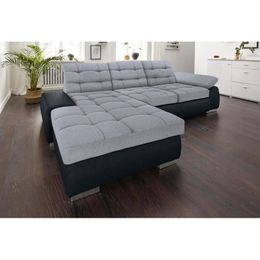 Sit & More SIT&MORE Ecksofa »Ontario L-Form« XXL, wahlweise mit Bettfunktion schwarz/hellgrau