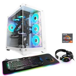 CSL Gaming-PC »Aqueon A56114 Advanced Edition« weiß Inkl. Maus, Tastatur, Headset & Mauspad, AC WLAN 867 MBit/s: Komplettpaket für sofortigen Start.