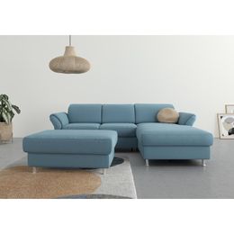 Sit & More SIT&MORE Ecksofa »Apulia L-Form« wahlweise Bettfunktion, Bettkasten und Kopf- und Armteilverstellung hellblau