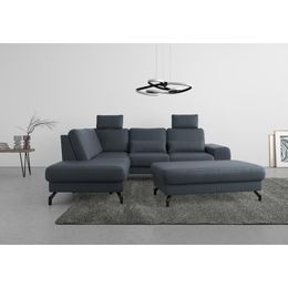 Sit & More SIT&MORE Ecksofa »Cinturo L-Form« inklusive Sitztiefenverstellung und Federkern, Sitzhöhe 45 cm dunkelblau