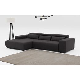COTTA Ecksofa »Side L-Form, mit Kopfteilverstellung & 3 Nierenkissen« optional motorische Sitztiefenverstellung Black