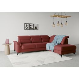 Sit & More SIT&MORE Ecksofa »Sinatra L-Form« mit Ottomane, optional mit Kopfteilverstellung und Armteilfunktion bordeaux