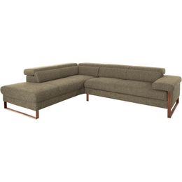 W.Schillig Ecksofa &raquo;finn, Designsofa mit tollem Sitzkomfort, bequem, L-Form&laquo; German Design Award 2016, Fu&szlig;gestell Nussbaum natur, Breite 281 cm 