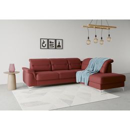 Sit & More sit&more Ecksofa &raquo;Sinatra L-Form&laquo; mit Ottomane, optional mit Kopfteilverstellung und Armteilfunktion rot 100% Polyester
