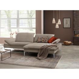W.Schillig Ecksofa &raquo;enjoy&MORE, mit tollem Sitzkomfort, elegant und bequem, L-Form&laquo; mit Sitztiefenverstellung, F&uuml;&szlig;e silber matt, Breite 294 cm braun 