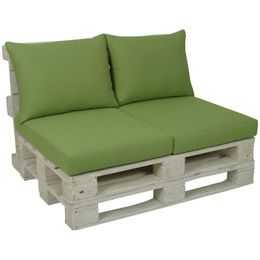 GO-DE Palettenkissen 60x80 cm, 12 cm gepolstert, 2 Sitz- und 2 R&uuml;ckenkissen f&uuml;r 1 Palette hellgr&uuml;n + unifarben Obermaterial: 100% Polyester B/L: 60...