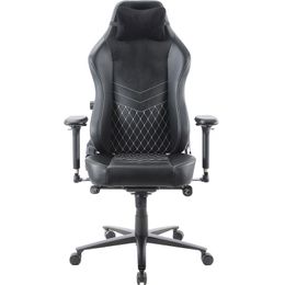 ZEN Gaming-Stuhl »SAGA Real Echtleder Gaming Chair« () 4D Premium-Metall-Armlehne, einstellbares Lordosenstütze Schwarz + Schwarz Bis 130 kg...