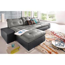 Sit & More SIT&MORE Ecksofa »Palomino L-Form« wahlweise XL oder XXL und mit Bettfunktion schwarz/steingrau