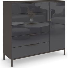Rauch Kombikommode &raquo;Kommode T&uuml;rkommode Sideboard Kombikommode FLIPP mit Glasfront&laquo; Breite 120 cm mit 2 Einlegeb&ouml;den, 1-t&uuml;rig mit 5 Schubladen und Soft