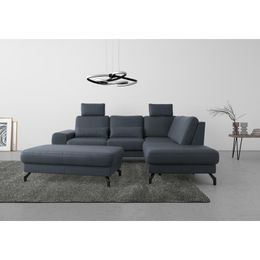 Sit & More SIT&MORE Ecksofa »Cinturo L-Form« inklusive Sitztiefenverstellung und Federkern, Sitzhöhe 45 cm dunkelblau