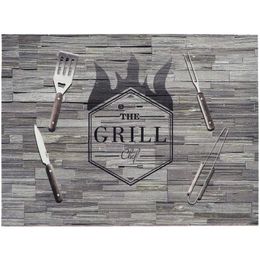 PRIMAFLOR-IDEEN IN TEXTIL Fußmatte »BBQ Grillunterlage GRILL CHEF« rechteckig 5 mm Höhe Grillmatte ideal als Bodenschutz, mit Spruch,...