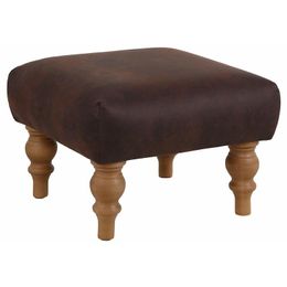 Home Affaire Hocker &raquo;Lord&laquo; mit echter Chesterfield-Knopfheftung braun Luxus-Microfaser Lederoptik (100% Polyester);Struktur fein 100% Polyester)