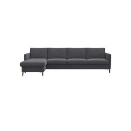 FLEXLUX Ecksofa &raquo;Fiore, L-Form&laquo; schmale Armlehnen, Kaltschaum, F&uuml;&szlig;e Alu+schwarz grau 100% Polyester
