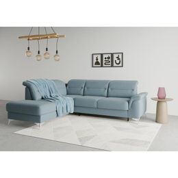 Sit & More SIT&MORE Ecksofa »Sinatra L-Form« mit Ottomane, optional mit Kopfteilverstellung und Armteilfunktion hellblau