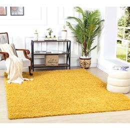 LIVABLISS Hochflor-Teppich &raquo;BORACAY&laquo; rechteckig 37 mm H&ouml;he Flauschig, Langflor, Weich, Wohnzimmer Flurteppich, Grau gelb Obermaterial: 100%...