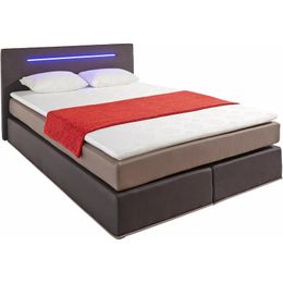 Collection AB Boxspringbett inkl. LED-Beleuchtung mit Farbwechsel und Topper anthrazit/taupe