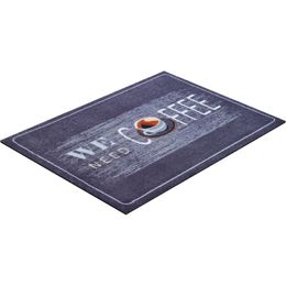 Grund Fu&szlig;matte &raquo;Coffee&laquo; rechteckig 8 mm H&ouml;he Schmutzfangmatte, mit Spruch, In- und Outdoor geeignet, waschbar, den grau Obermaterial: 100% Polyamid...