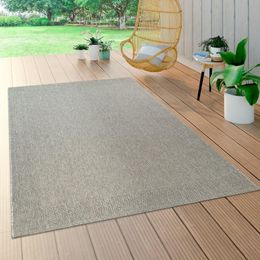 Paco Home Teppich »Waregem 621« rechteckig 4 mm Höhe Flachgewebe, meliert, mit Bordüre, Outdoor geeignet, Wohnzimmer grau Obermaterial: 100%...