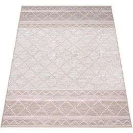 Paco Home Teppich »Vermont 191« rechteckig 4 mm Höhe Flachgewebe, modernes Design mit Rauten, gesteift, Outdoor geeignet beige Obermaterial: 100%...