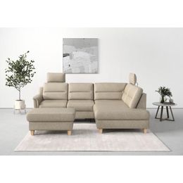 Sit & More SIT&MORE Ecksofa »Farö L-Form« inklusive Federkern, wahlweise mit Bettfunktion und Bettkasten beige