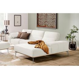 W.Schillig Ecksofa »run, Designsofa mit tollem Sitzkomfort, bequem, L-Form« mit elegantem Holzsockel, Füße in Chrom glänzend, Breite 319 cm white Z73
