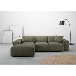 Andas Ecksofa »Glimminge L-Form auch in Breitcord, Feincord + Easy care-Bezug, « Breite 264, Zierkissen grün