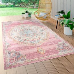 Paco Home Teppich »Torres 279« rechteckig 8 mm Höhe Kurzflor, moderne Orient Optik, Used-Look, In- und Outdoor geeignet pink Obermaterial: 100%...