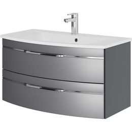 SAPHIR Waschtisch »Serie 7045 Mineralmarmor-Waschtisch und Unterschrank, 91 cm breit« Waschplatz mit 2 Schubladen, Badmöbel Set mit Waschtisch...