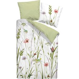 Dormisette Wendebettw&auml;sche &raquo;Blumenwiese&laquo; mit Blumen lindgr&uuml;n Obermaterial: 100% Baumwolle B/L: 155 cm x 220 cm