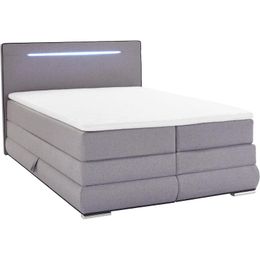 Collection AB Boxspringbett inkl. Bettkasten, LED-Beleuchtung und Topper hellgrau/anthrazit