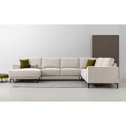 Places of Style Wohnlandschaft »XXL Sofa Oland, Struktur, Flachgewebe, Luxus-Microfaser, Boucle« U-Form, 342 cm, Wellenunterfederung,...