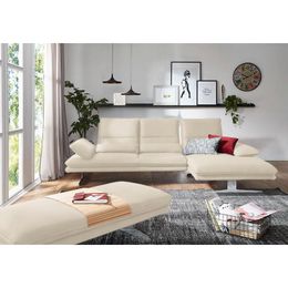 W.Schillig Ecksofa &raquo;broadway, Designsofa mit tollem Sitzkomfort, L-Form&laquo; Sitztiefenverstellung, Kopfteil- & Seitenteilverstellung, Breite 291cm grau 