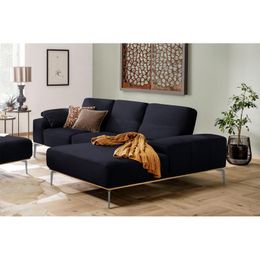W.Schillig Ecksofa »run, Designsofa mit tollem Sitzkomfort, bequem, L-Form« mit elegantem Holzsockel, Füße in Silber matt, Breite 279 cm dark blue W82