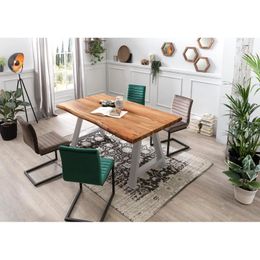 Sit Esstisch &raquo;Tops&Tables&laquo; mit Baumkante wie gewachsen natur + silber + natur