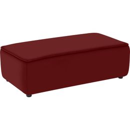 W.Schillig Hocker &raquo;around-the-block&laquo; mit eleganter Biese rot Longlife Xtra-Leder Z59: Glattleder mit modischer Pr&auml;gung. Hautst&auml;rke 0, 9 - 1, 1 mm