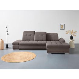COTTA Ecksofa &raquo;Holiday L-Form mit Sitztiefen-, Armteil- und Kopfteilverstellung&laquo; wahlweise mit Bettfunktion & Bettkasten schwarz 100% Polyester