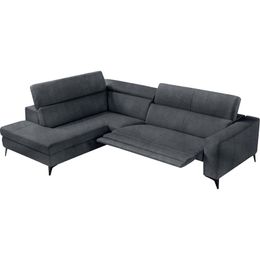 Egoitaliano Ecksofa »Edith, Designsofa mit hohem Sitzkomfort, L-Form« inkl. elektrischer Relaxfunktion und manuell verstellbaren Kopfteilen charcoal
