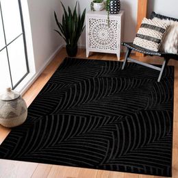 Carpet City Teppich &raquo;Frise&eacute;-Teppich FANCY 648&laquo; rechteckig 12 mm H&ouml;he L&auml;ufer, Kurzflor, 3D-Optik, Kreisf&ouml;rmiges Muster, Wohnzimmer Schwarz...