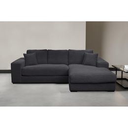 WERK2 Ecksofa »Eden modern und zeitlos, geschmackvolles Sofa, Breite 286cm, L-Form« Design Ecksofa in Cord mit besonders weichem Sitzkomfort Schwarz