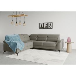 Sit & More sit&more Ecksofa &raquo;Sinatra L-Form&laquo; optinal mit Kopfteilverstellung und Armteilfunktion, Metallf&uuml;&szlig;e braun 100% Polyester